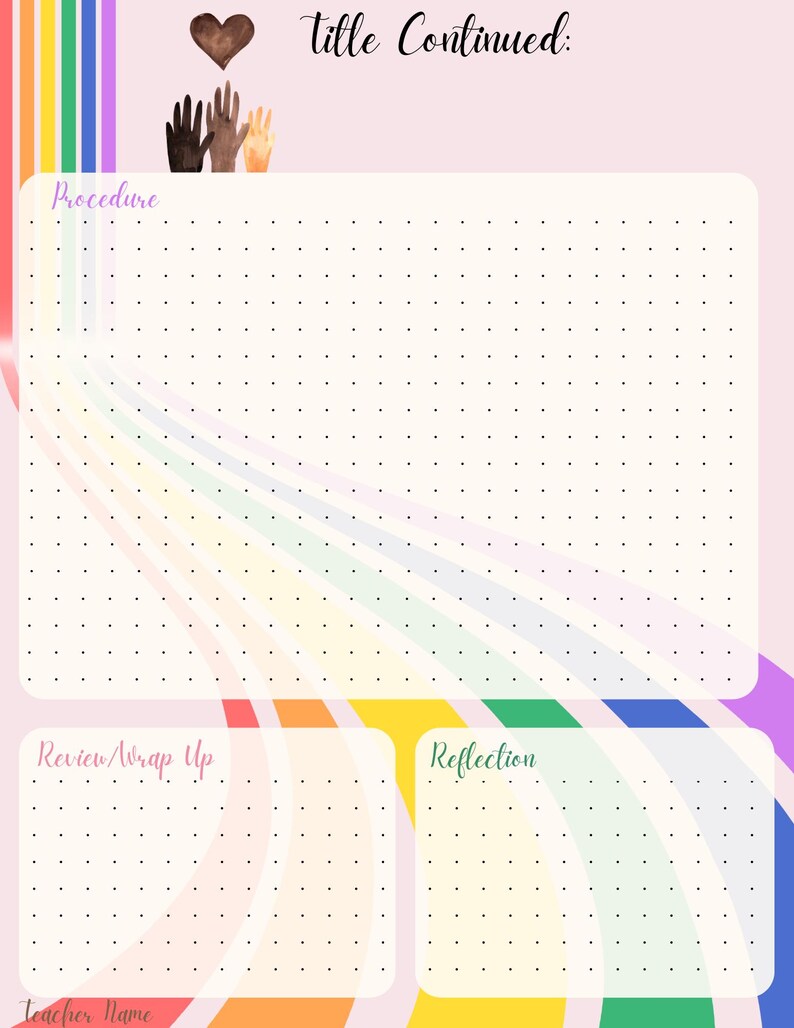 Rainbow Themed Lesson Plan Template - Etsy