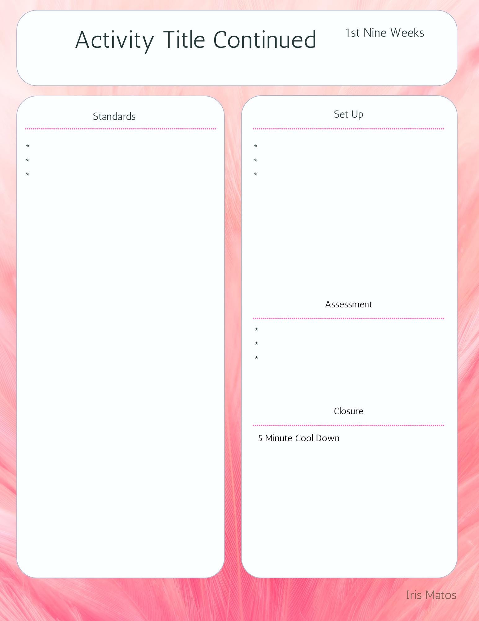 Simple Pink Lesson Plan Template- Type In - Etsy