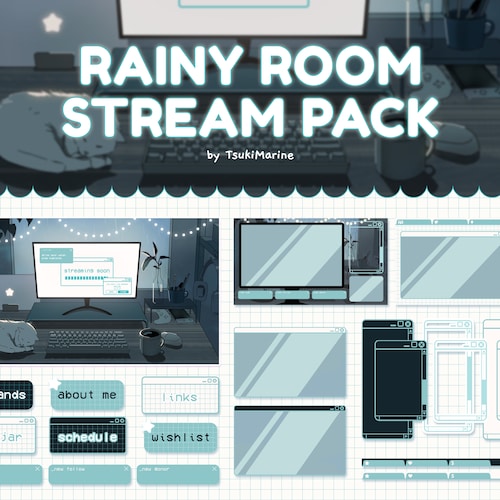 Customizable Rainy Room Animated Stream Pack Overlays - Etsy