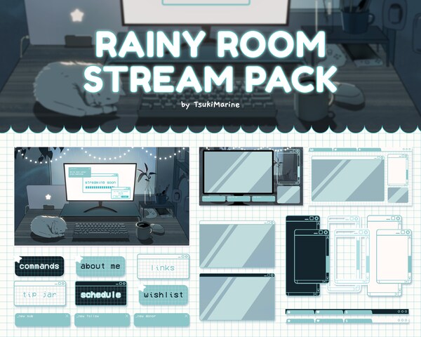 Sakura Twitch Stream Bundle Package Overlays, Panels, Vtuber, Layouts ...