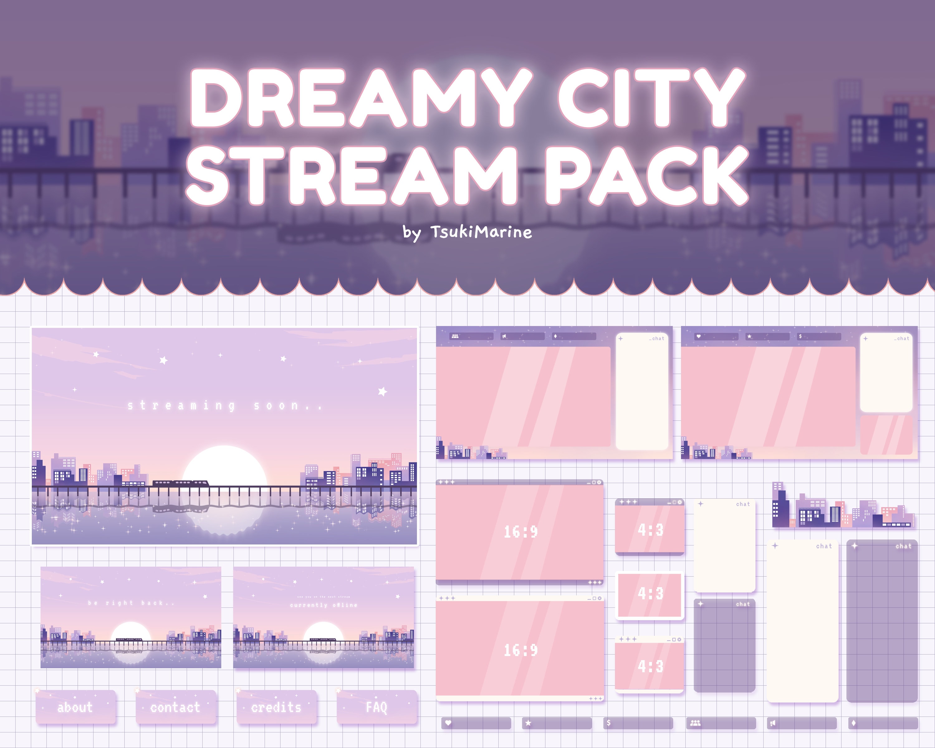 Dreamy City Animated Stream Pack OBS STREAMLABS VTUBER - Etsy