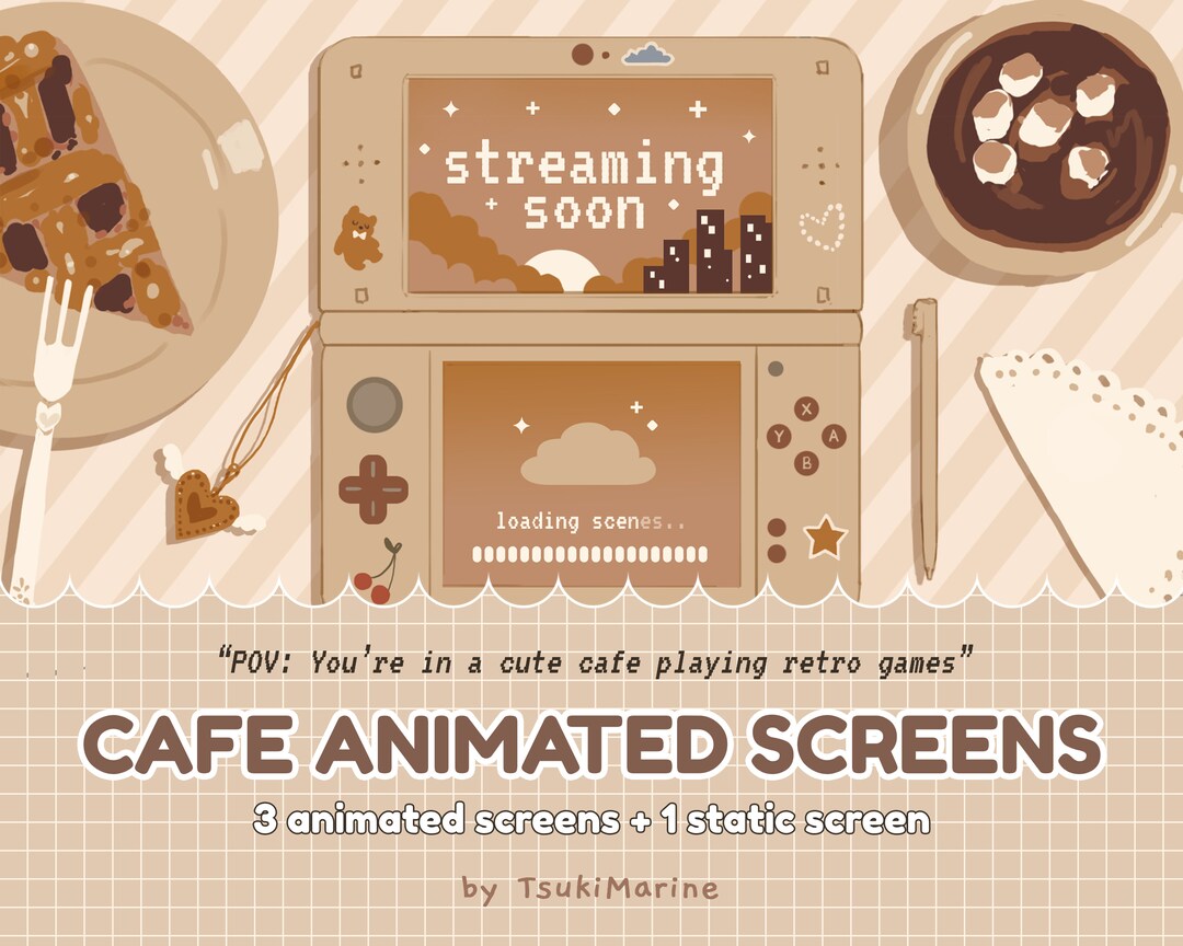 Cute Cozy Cafe Animated Stream Screens | Starting, BRB, Ending, Offline ...