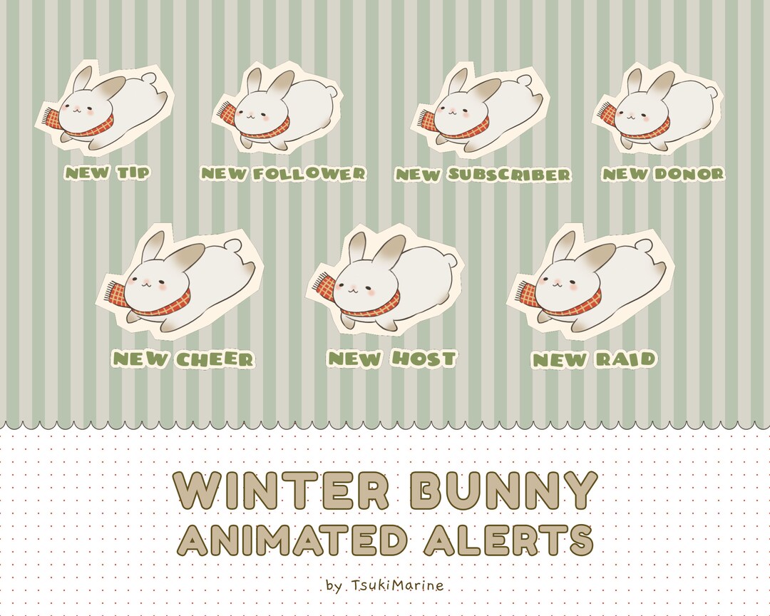 Winter Bunny Animated Alerts | 7x Rabbit Twitch Alerts | Cozy, Cute ...