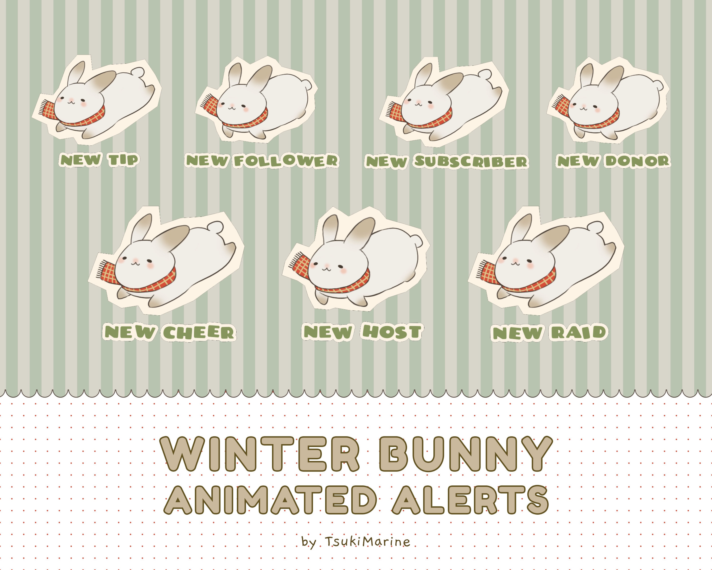 Winter Bunny Animated Alerts 7x Rabbit Twitch Alerts Cozy, Cute, Kawaii ...