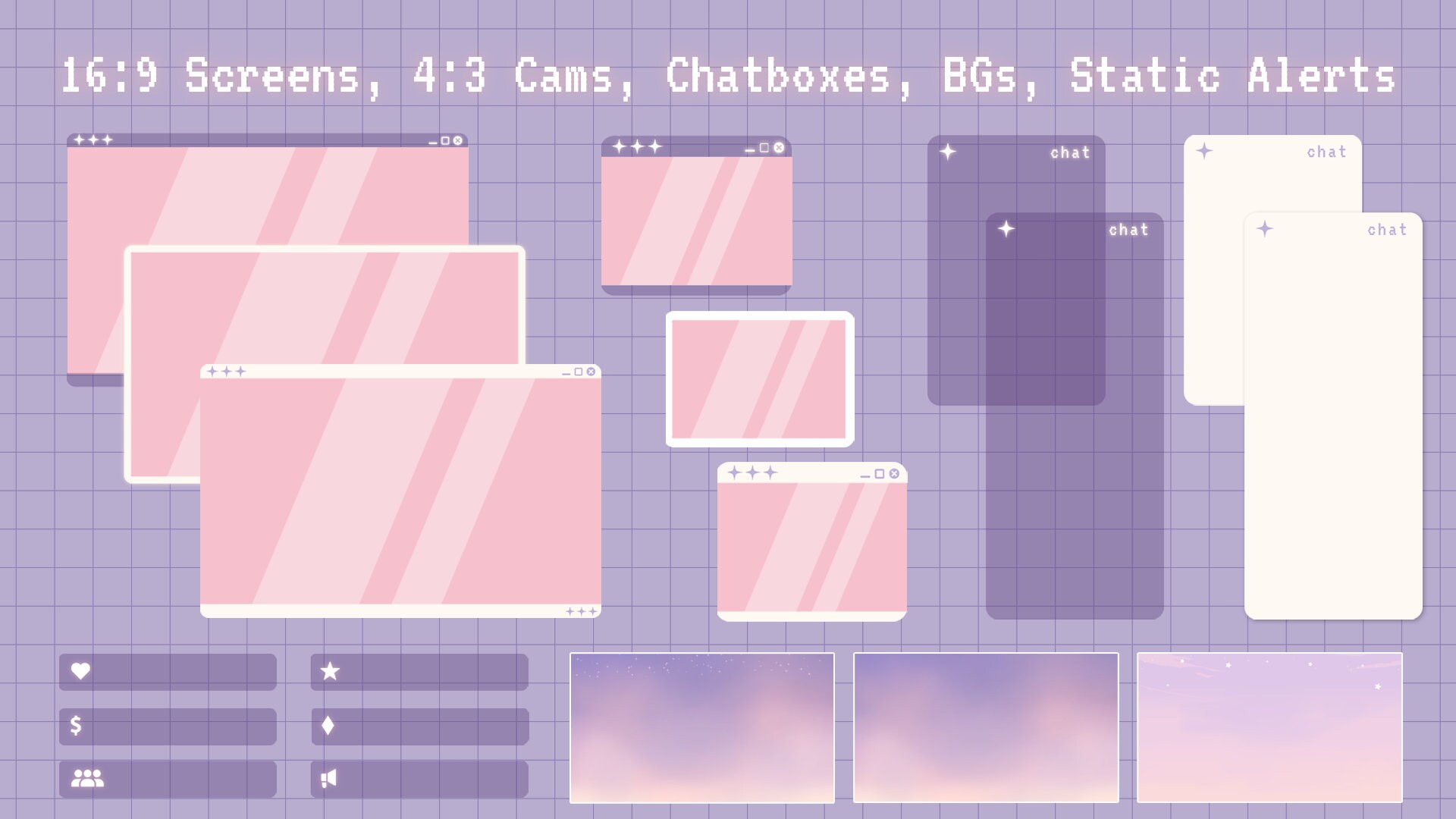 Dreamy City Animated Stream Pack OBS, STREAMLABS, VTUBER Cozy Pastel ...