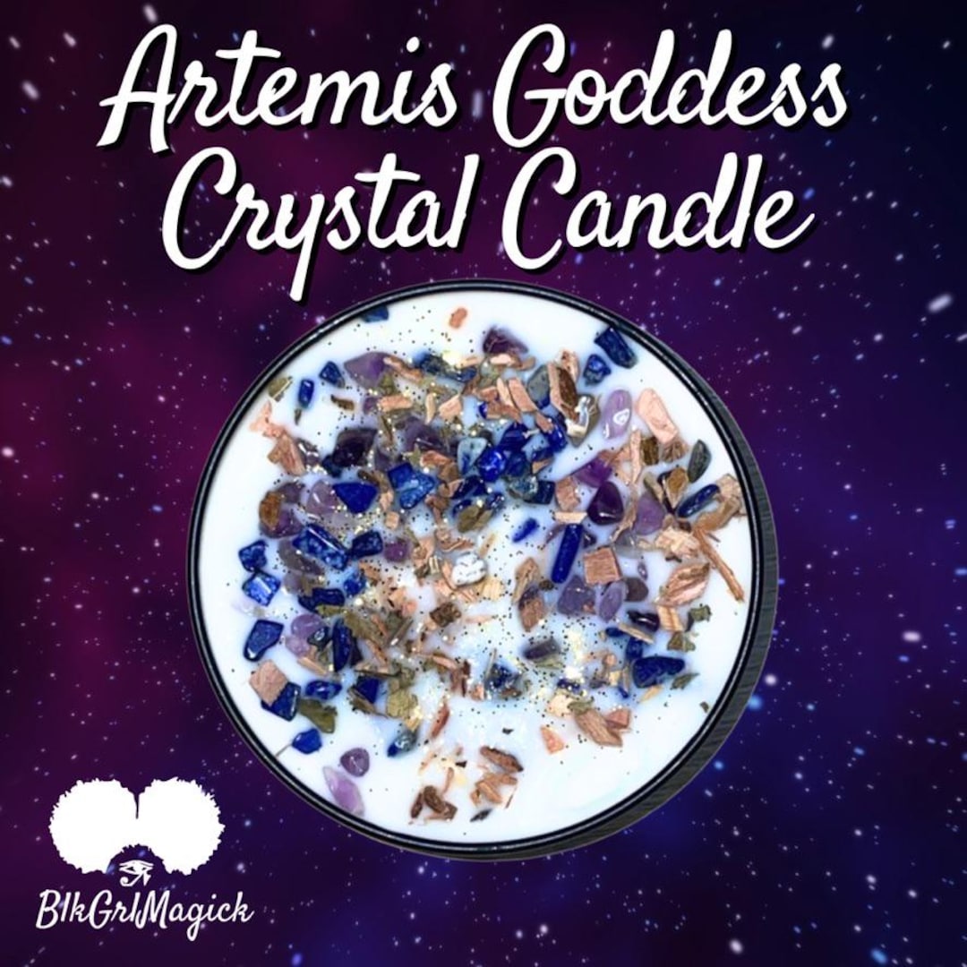 ARTEMIS Greek Goddess Crystal Candle • Diana Roman Mythology • Lapis ...
