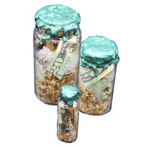 MONEY Spell Jar • Sealed W/ Full Moon Charged Pyrite Money Crystals for ...