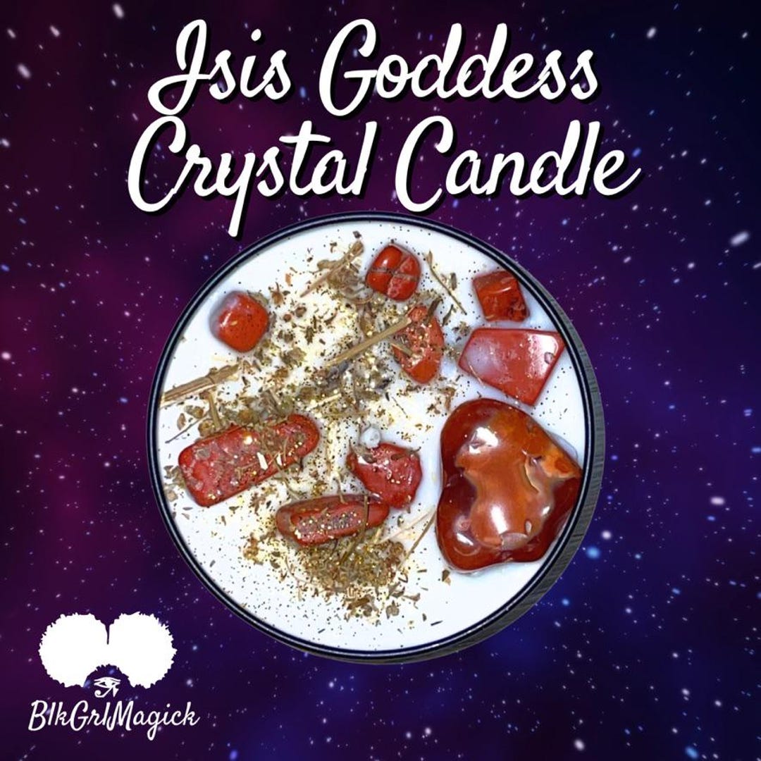 ISIS Egyptian Goddess Crystal Candle • Raw Carnelian, Red Jasper ...