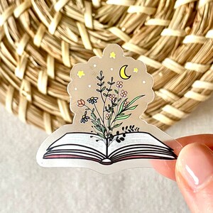 Open Book Clear Vinyl Sticker Transparent Die-cut Waterproof Sticker ...