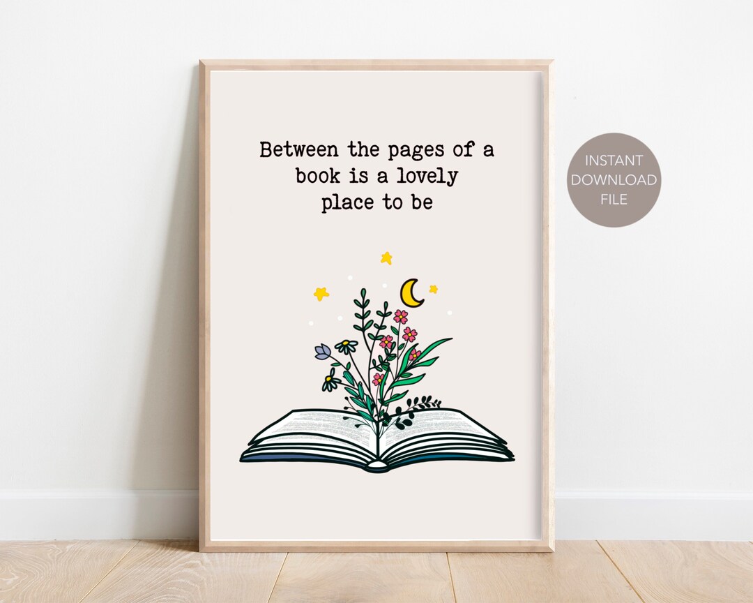 Pink Book Quote Printable Wall Art Book Pages Print Magical Wildflower ...