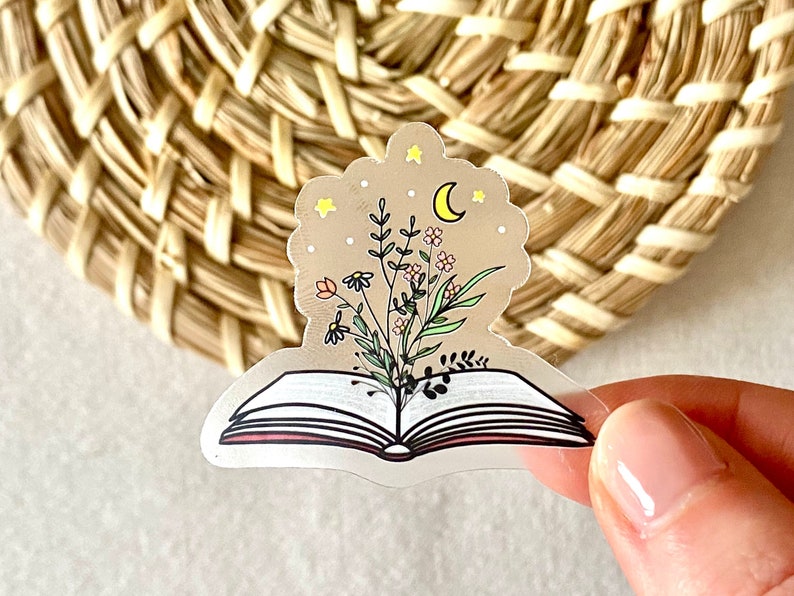 Open Book Clear Vinyl Sticker Transparent Die-cut Waterproof Sticker ...