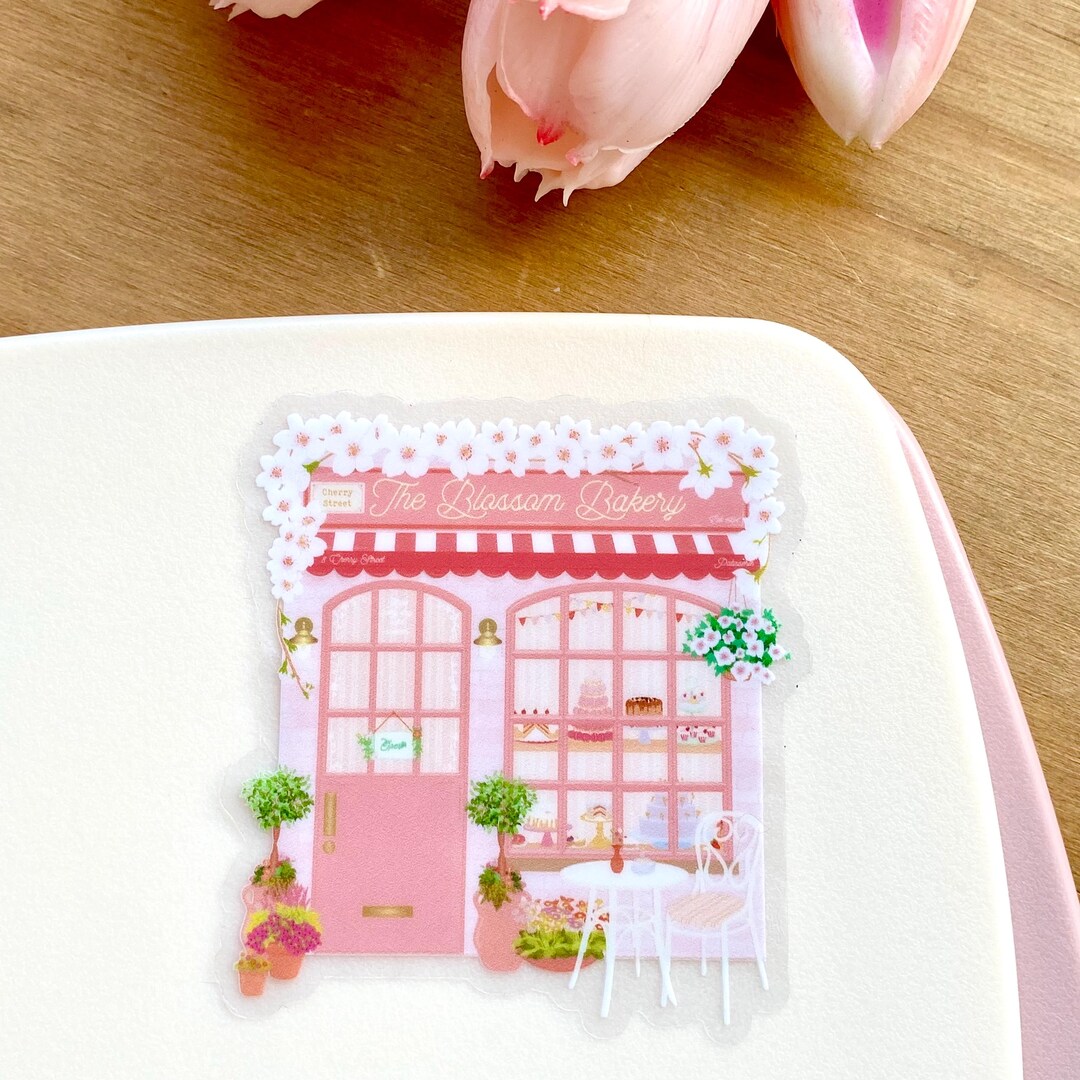 Blossom Bakery Vinyl Sticker | Die-cut Waterproof Patisserie Sticker ...