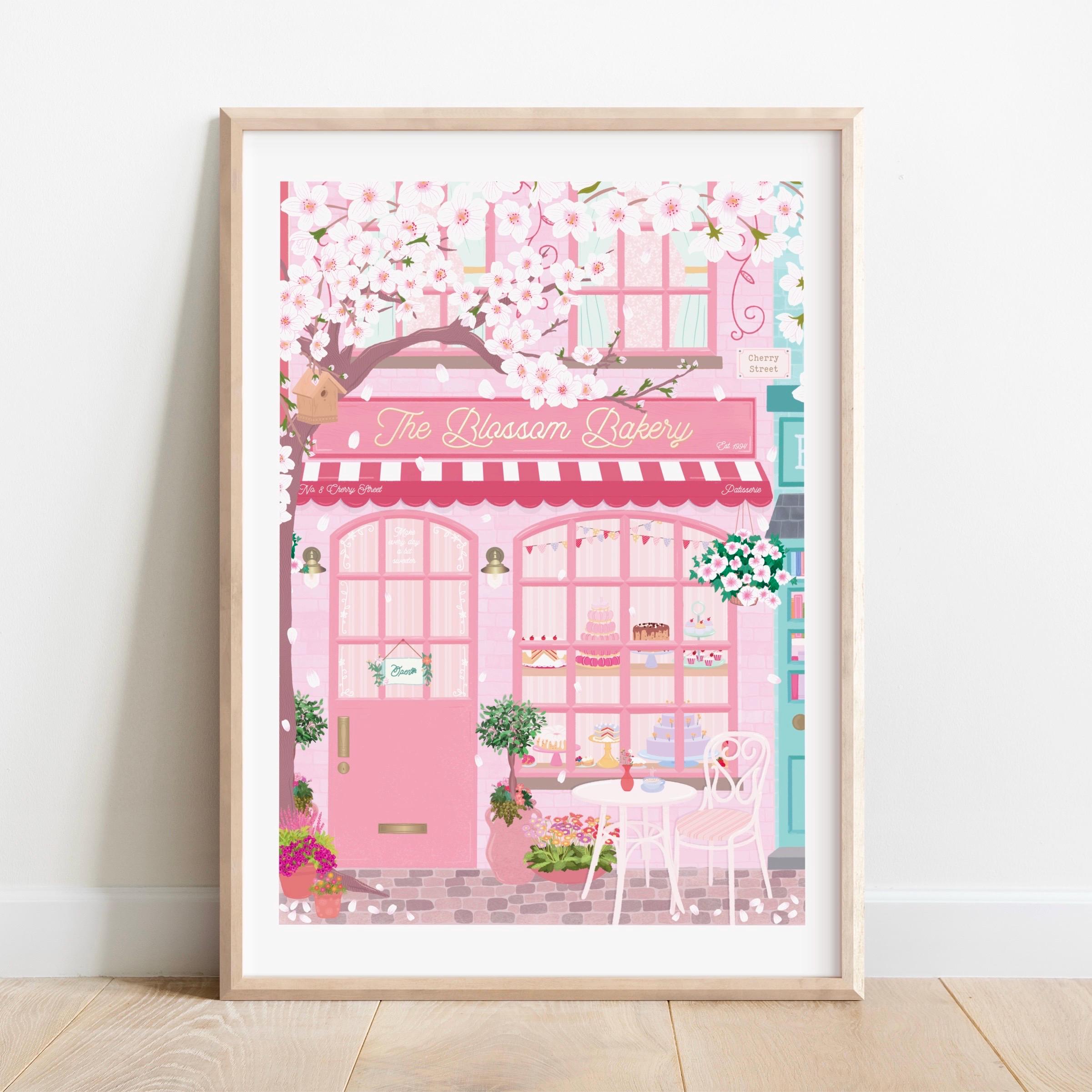 Blossom Bakery Illustration Wall Art - Pink Patisserie Poster - Etsy