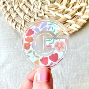 Letter “G” Summer Blooms Clear Vinyl Sticker | Transparent Die-cut ...