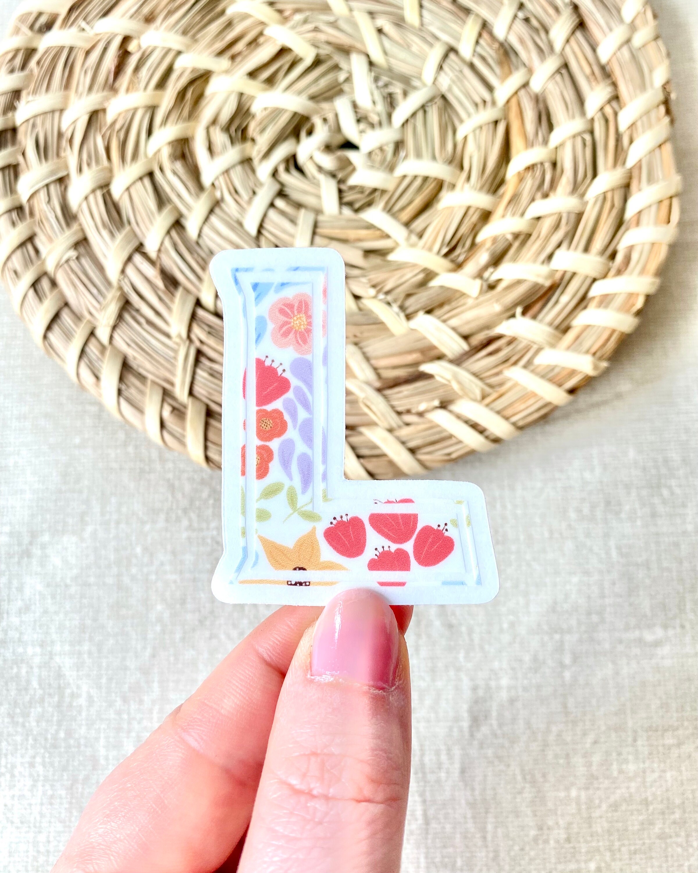 Letter “L” Summer Blooms Clear Vinyl Sticker | Transparent Die-cut ...