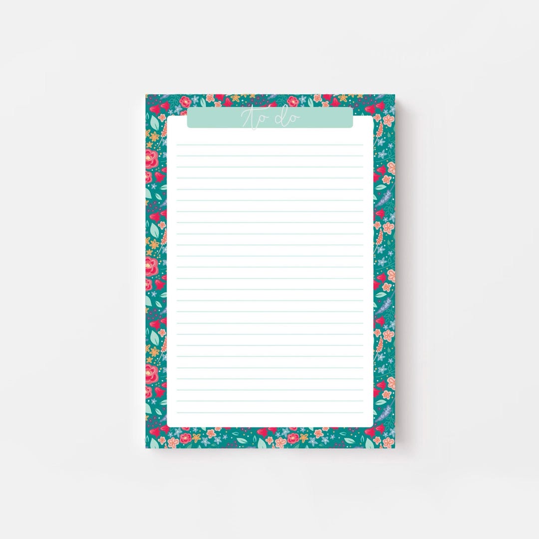 Teal Wildflower A5 Notepad - Floral to Do List, 50 Lined Pages - Etsy