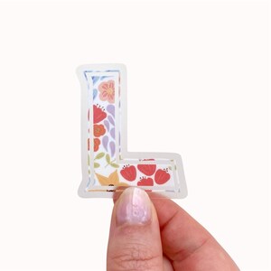 Letter “L” Summer Blooms Clear Vinyl Sticker | Transparent Die-cut ...