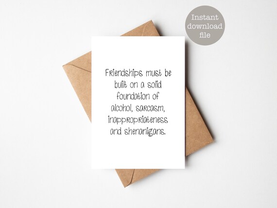 Printable Friendship Card Best Friend Birthday Card | Etsy