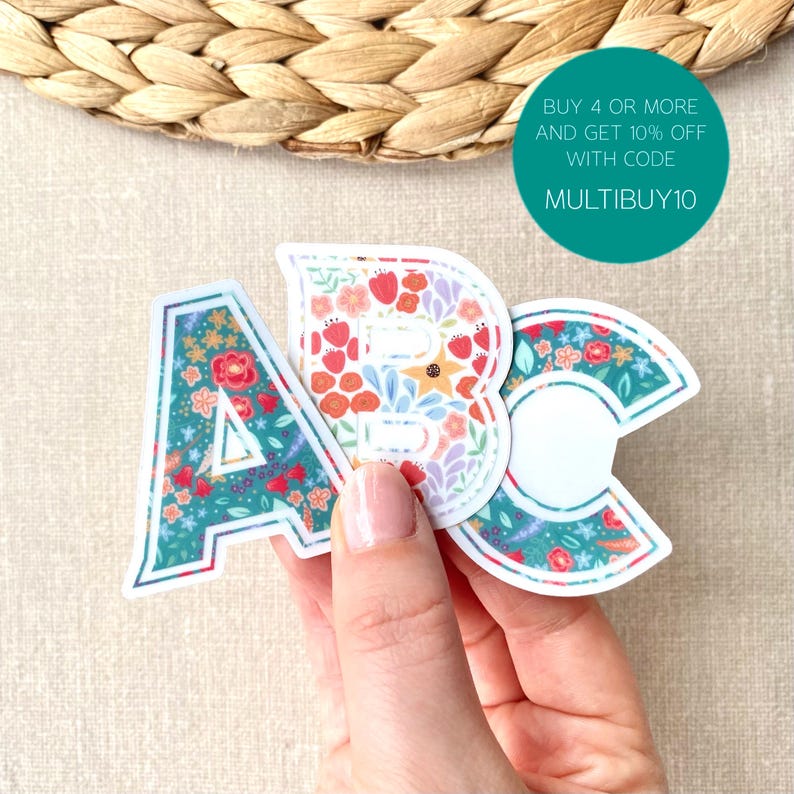 Letter S Teal Wildflowers Clear Vinyl Sticker Transparent Die-cut ...