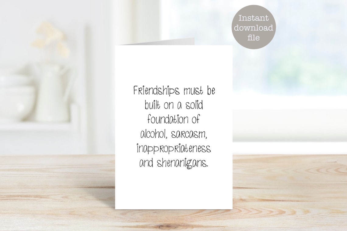 Printable Friendship Card Best Friend Birthday Card | Etsy