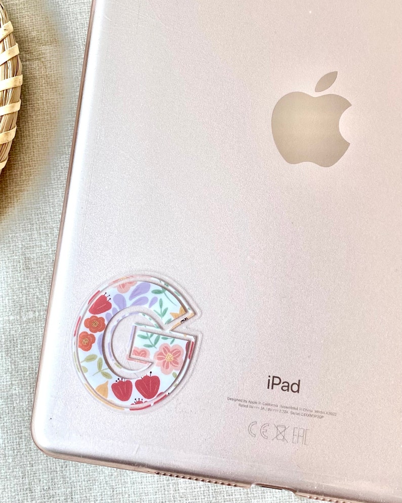 Letter “G” Summer Blooms Clear Vinyl Sticker | Transparent Die-cut ...