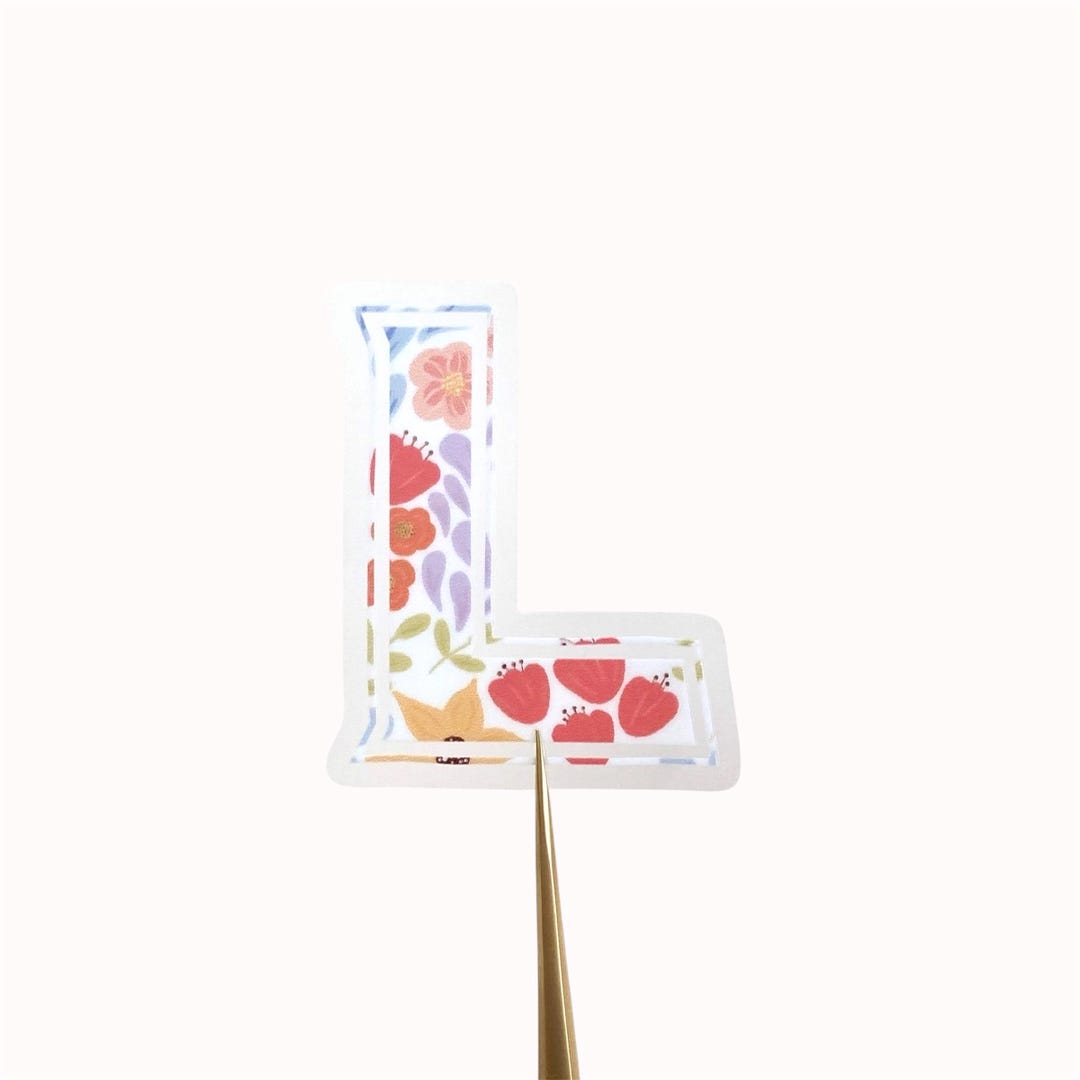 Letter “L” Summer Blooms Clear Vinyl Sticker | Transparent Die-cut ...