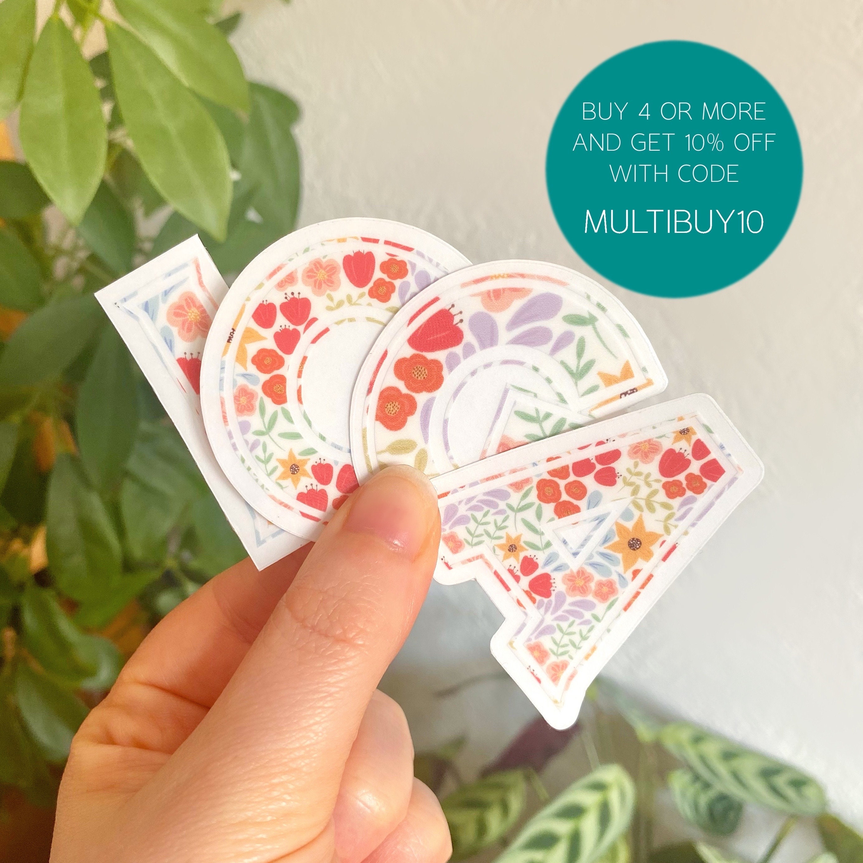 Letter “L” Summer Blooms Clear Vinyl Sticker | Transparent Die-cut ...