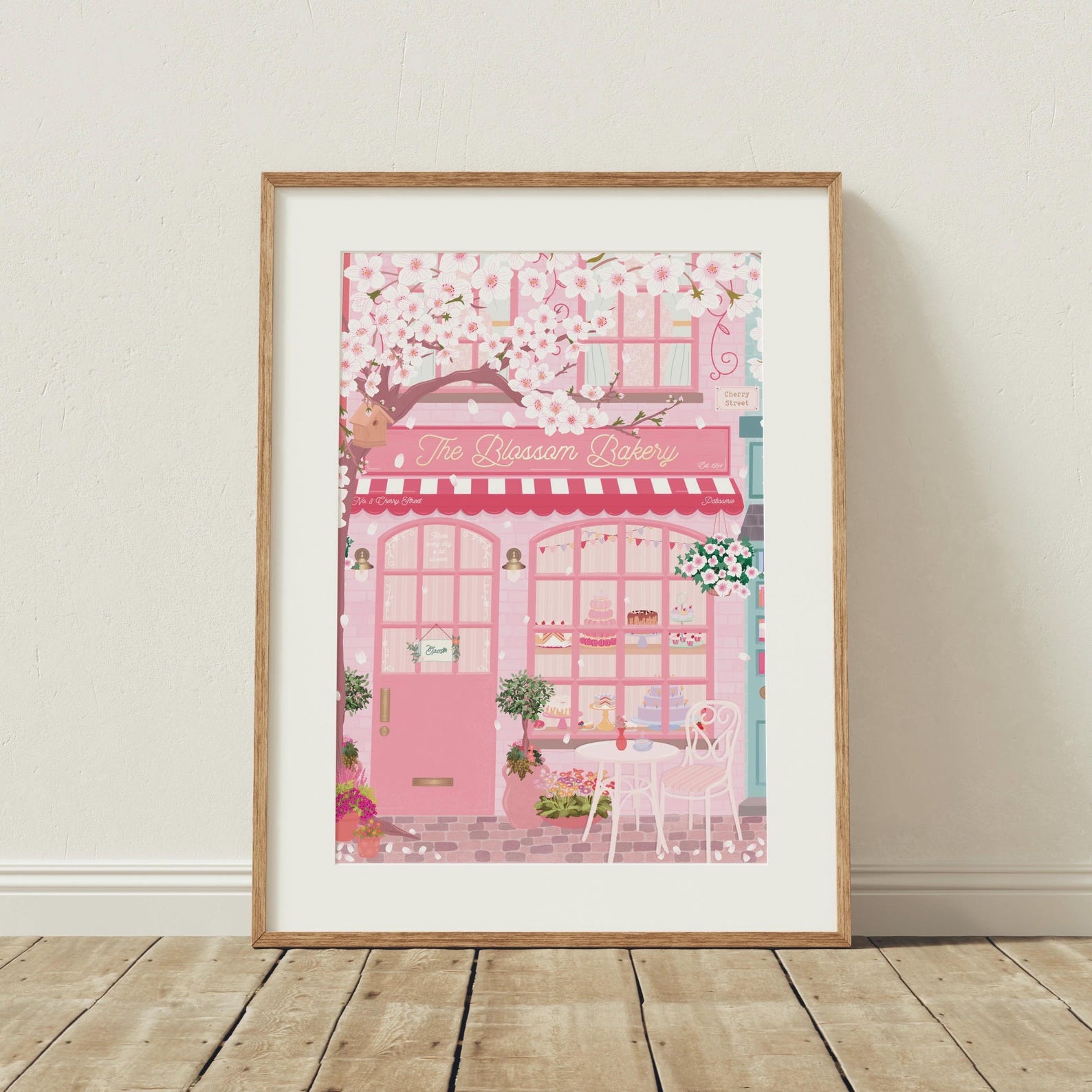 Blossom Bakery Illustration Wall Art - Pink Patisserie Poster - Etsy