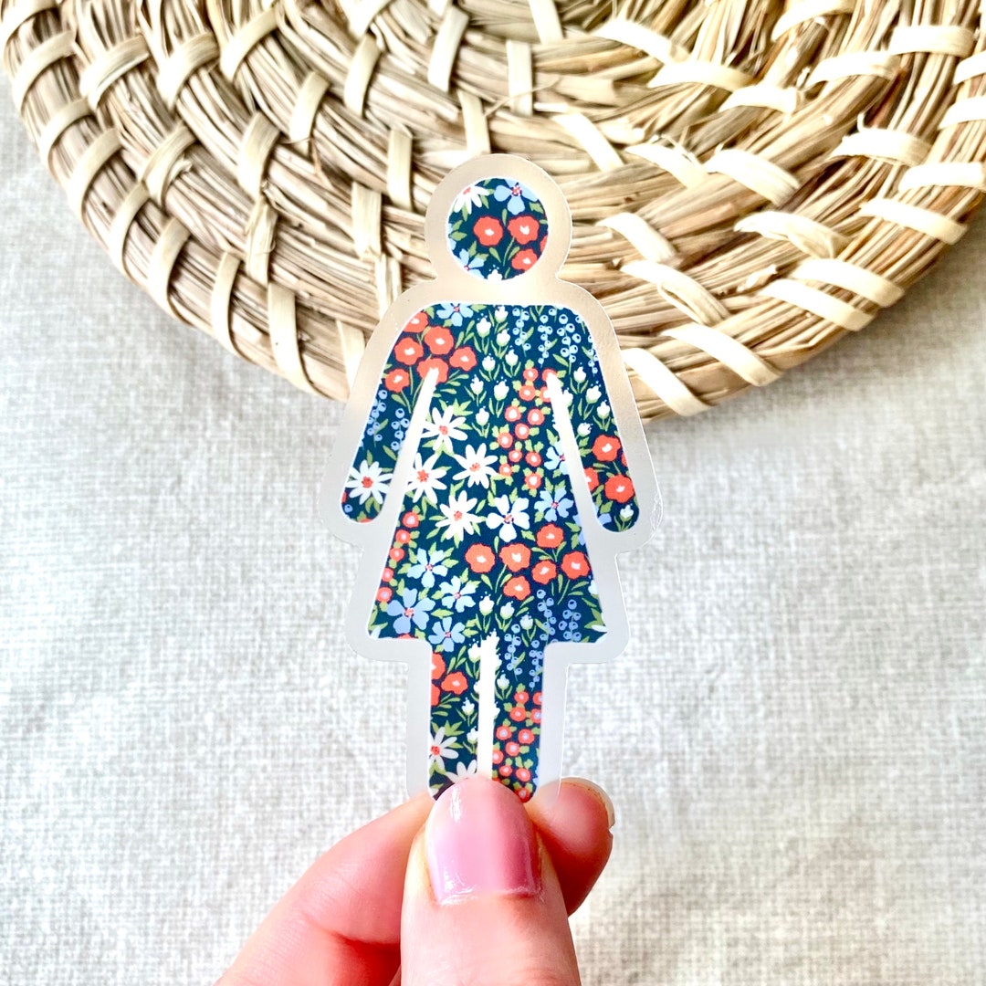 Floral Woman Sign Clear Vinyl Sticker | Transparent Die-cut Waterproof ...