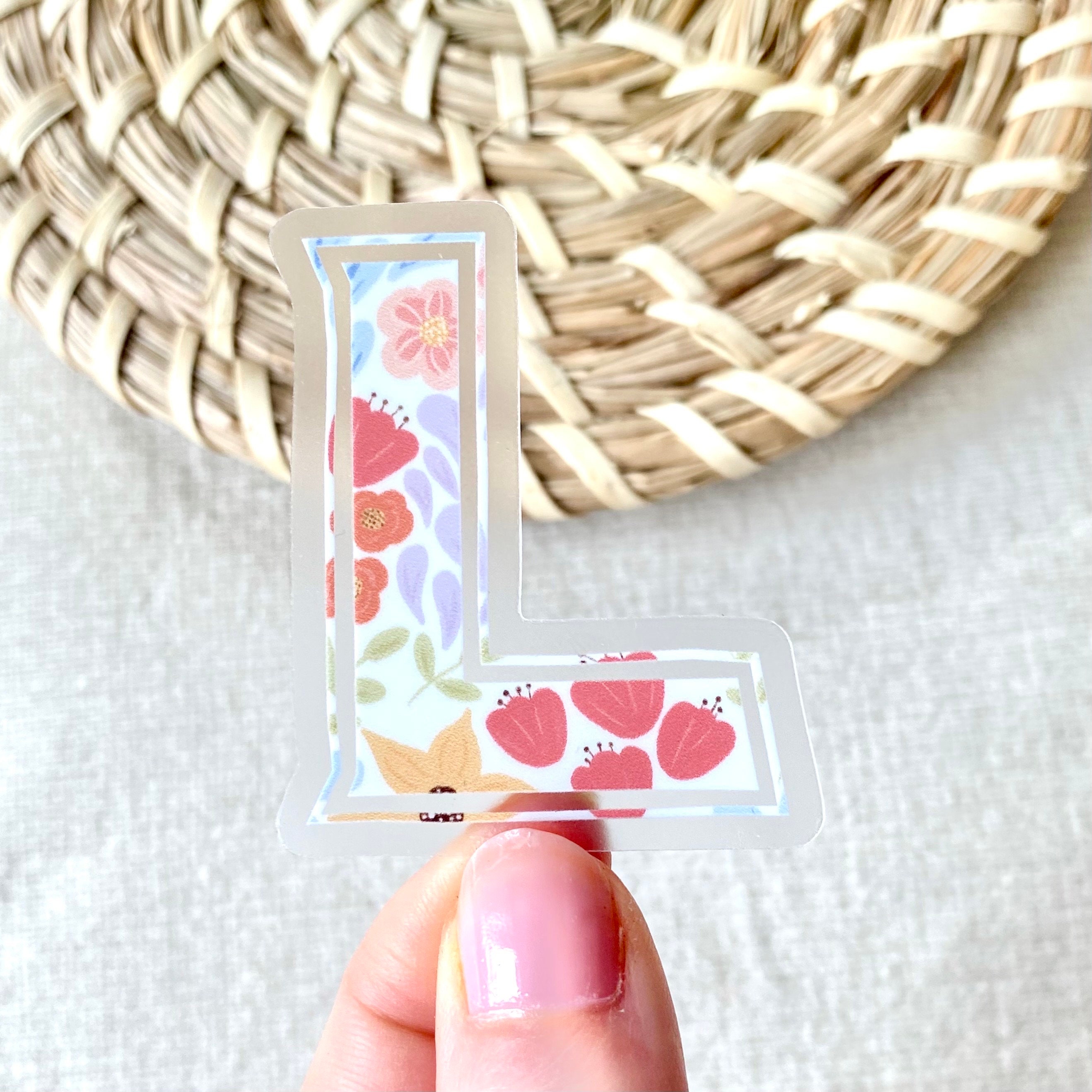 Letter “L” Summer Blooms Clear Vinyl Sticker | Transparent Die-cut ...