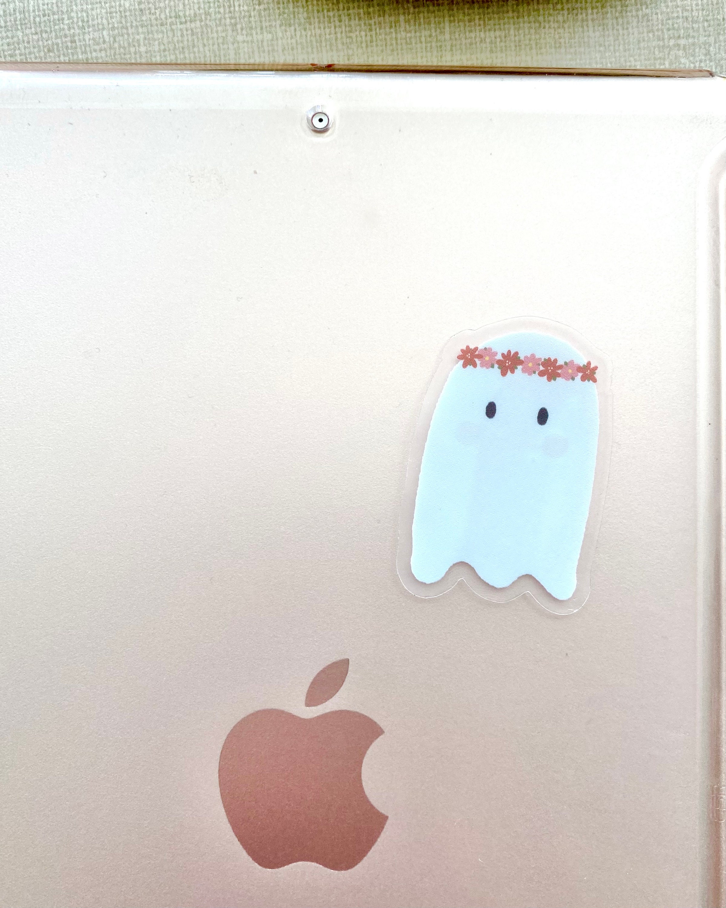 Flower Crown Ghost Clear Vinyl Sticker | Die-cut Waterproof Halloween ...