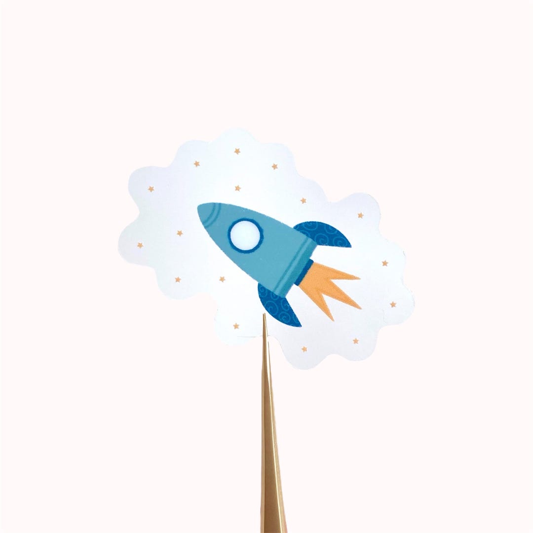 Cute Rocket Vinyl Sticker, Girly Space Aesthetic, Blue Starry Decal - Etsy