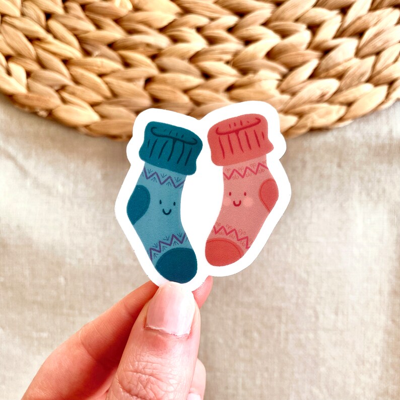 Cute Mismatched Socks Clear Vinyl Sticker | Transparent Happy Pair of ...