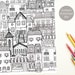 Printable Town Colouring Sheet for All Ages House Colouring Page for ...