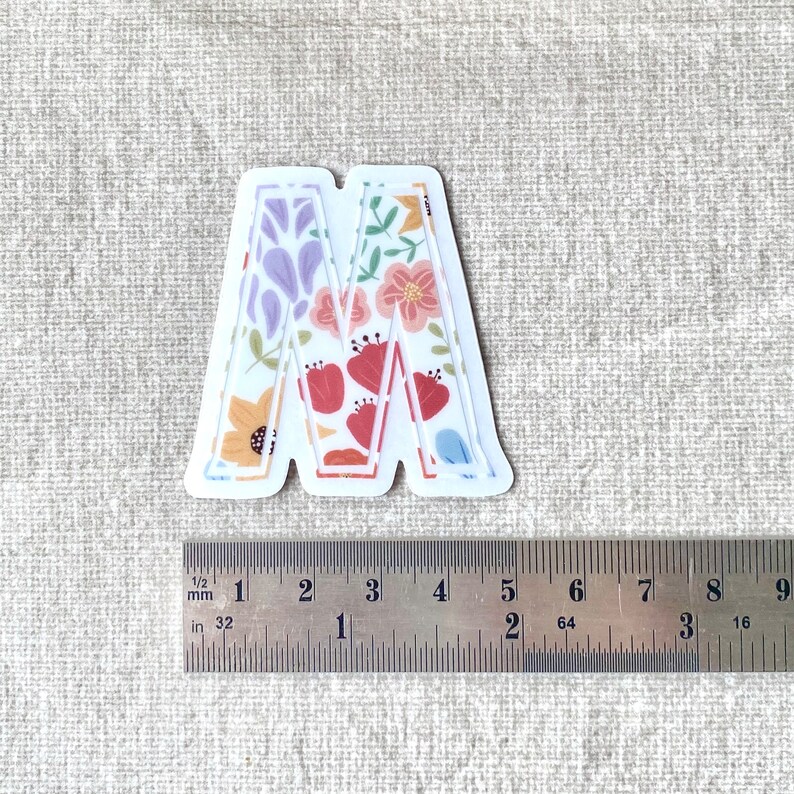 Letter “M” Summer Blooms Clear Vinyl Sticker | Transparent Die-cut ...