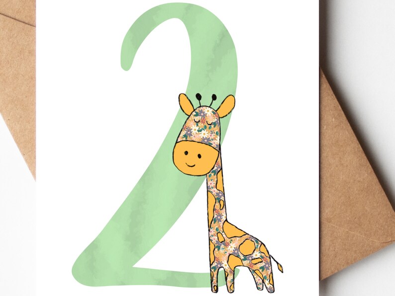 Cute Printable 2nd Birthday Card | 2 Year Old PDF Birthday Card ...