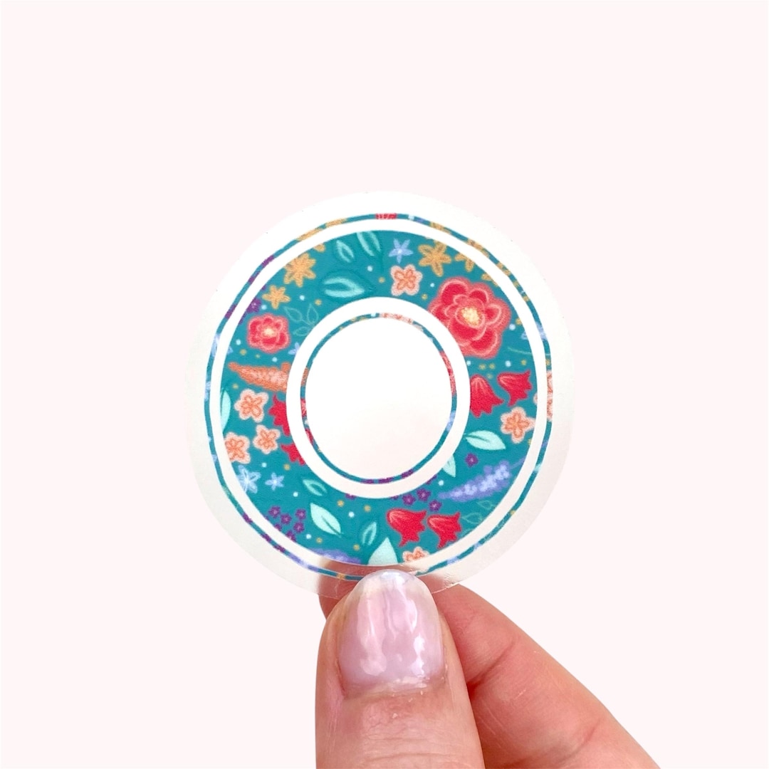 Letter “O” Teal Wildflowers Clear Vinyl Sticker | Transparent Die-cut ...