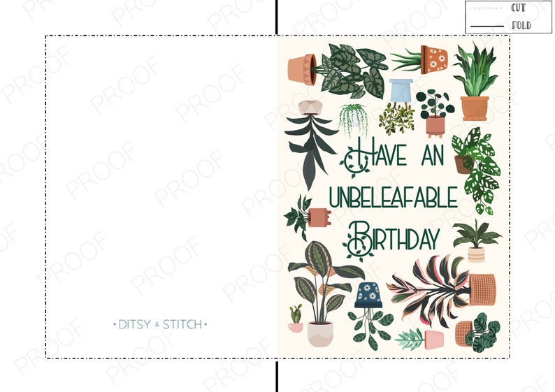 Printable Houseplant Birthday Card | Unbeleafable PDF Birthday Card ...