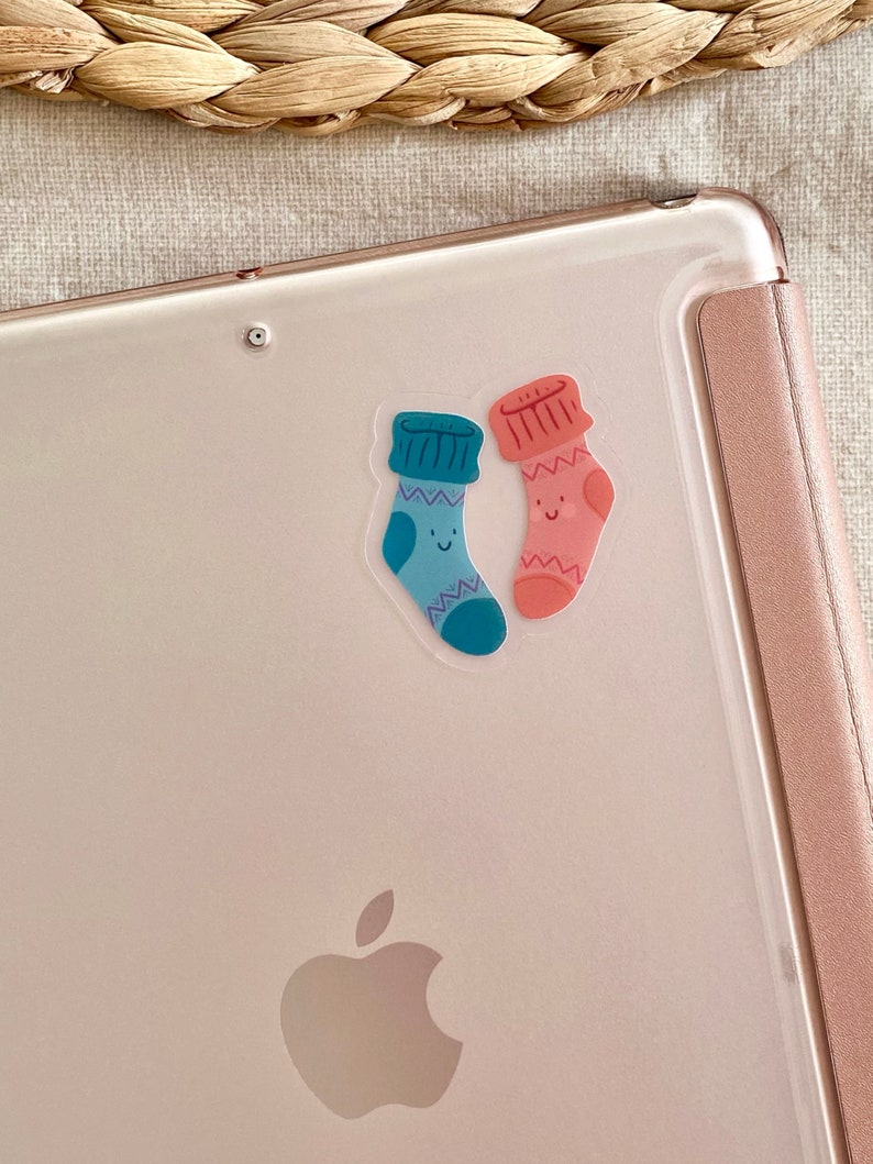 Cute Mismatched Socks Clear Vinyl Sticker | Transparent Happy Pair of ...