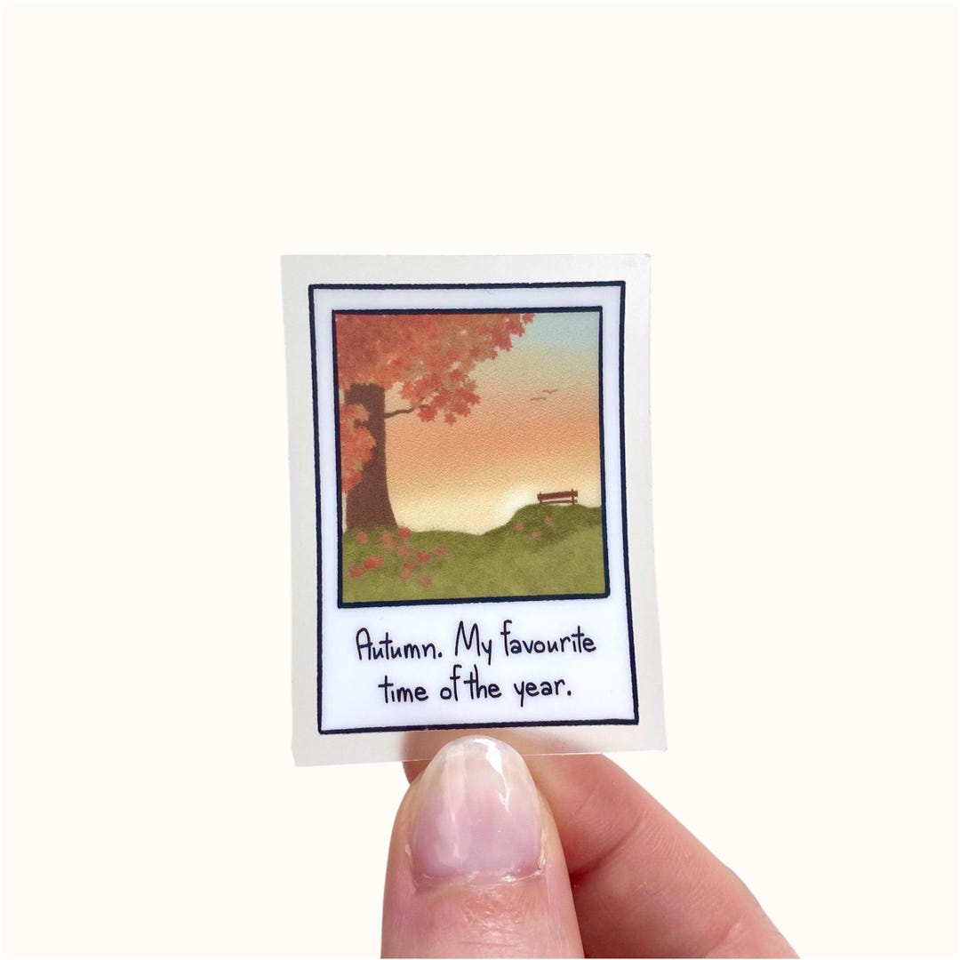 Autumn Polaroid Clear Vinyl Sticker | Autumn Quote Die-cut Waterproof ...
