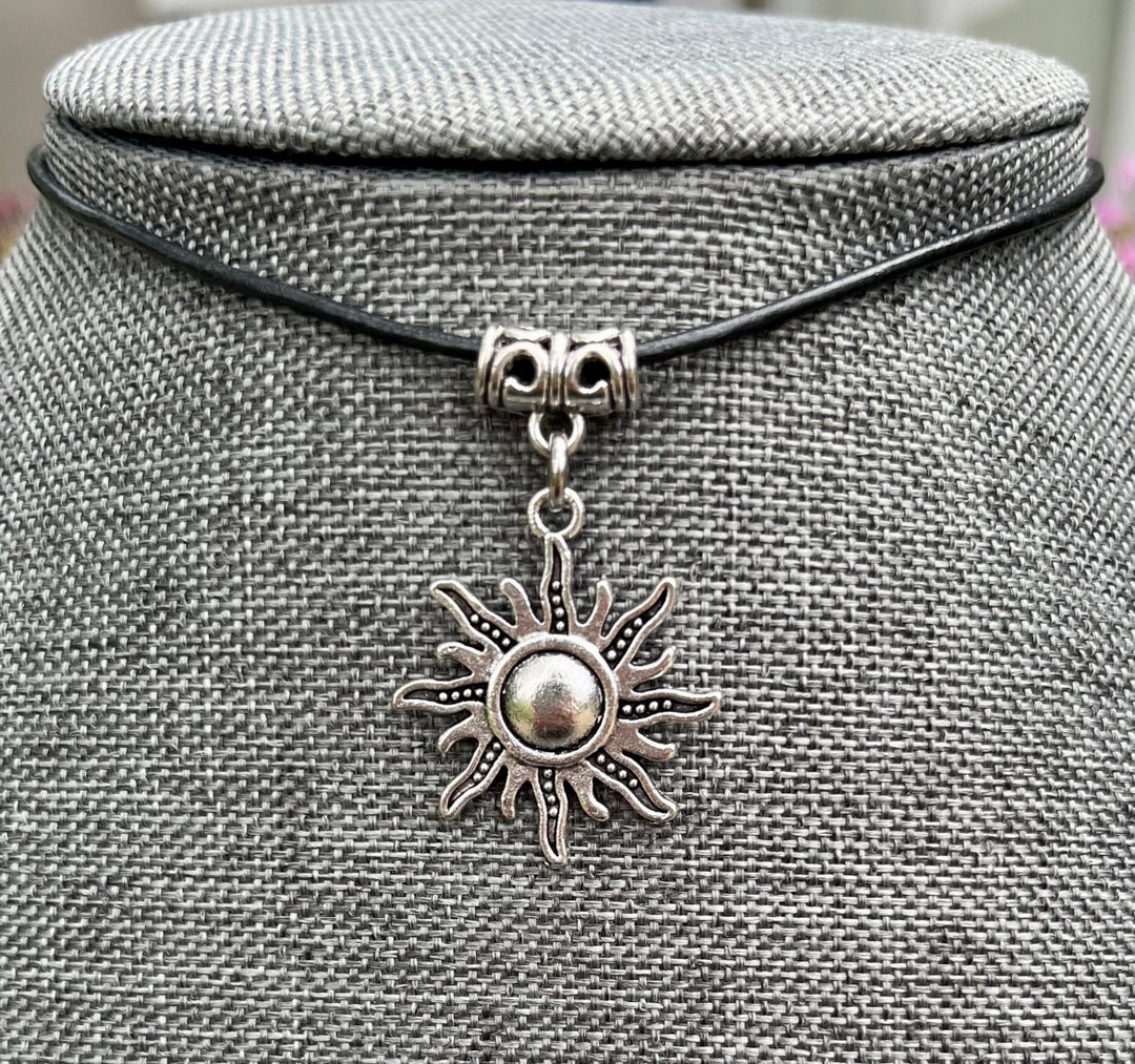 Boho Chic Sun Charm Necklace/ Leather Necklace, Boho Necklace/boho Sun ...