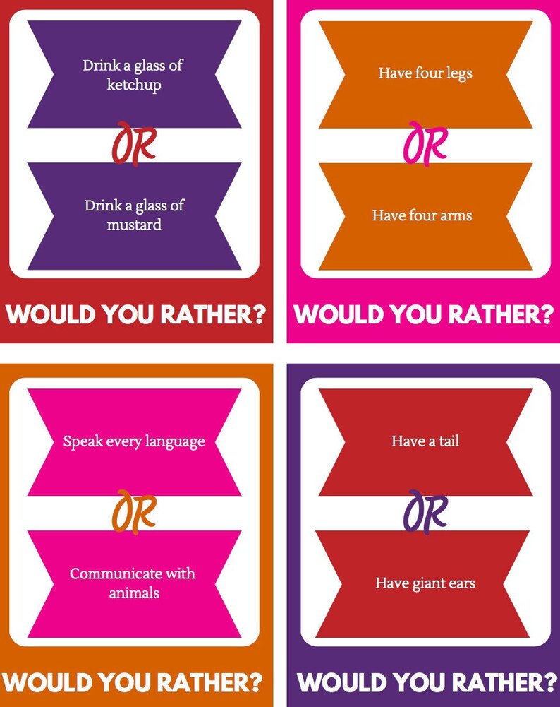 Would You Rather Game Printable - Etsy