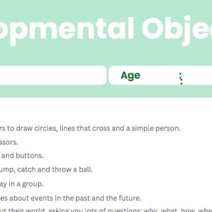 Developmental Objectives Checklist Ages 2-5 Years - Etsy