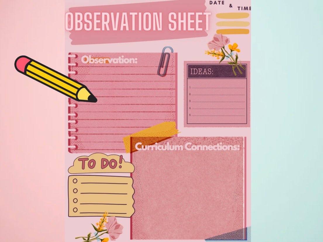 Educator Observation Sheet - 2 Versions - Etsy
