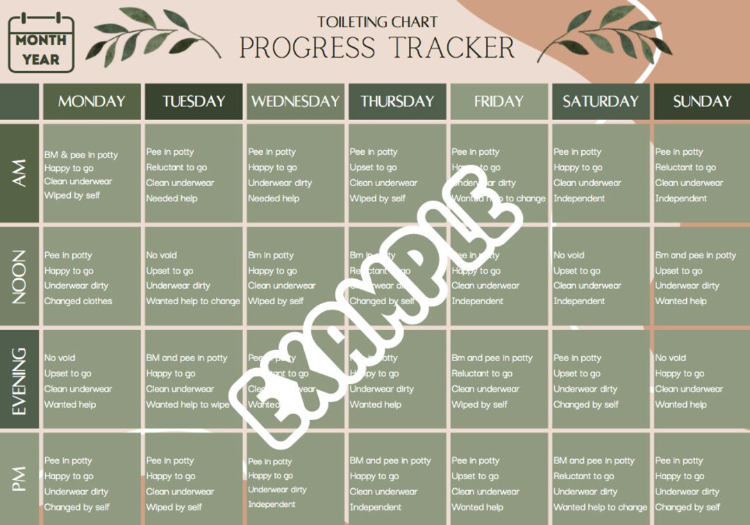 Toileting Chart - Progress Tracker - Etsy