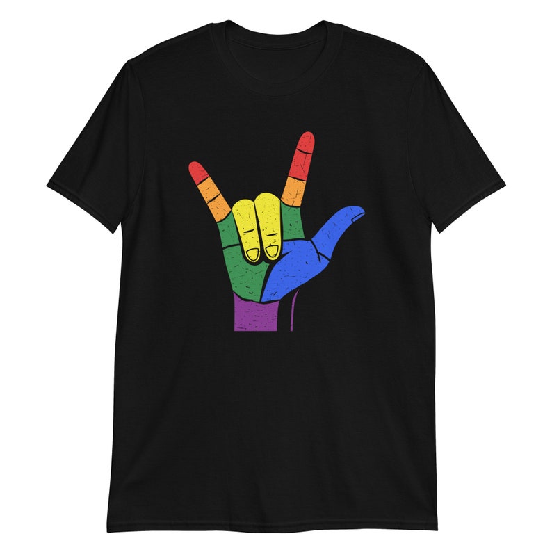 ASL Gay Pride T-shirt Rainbow, LGBT Pride Shirt, American Sign Language ...