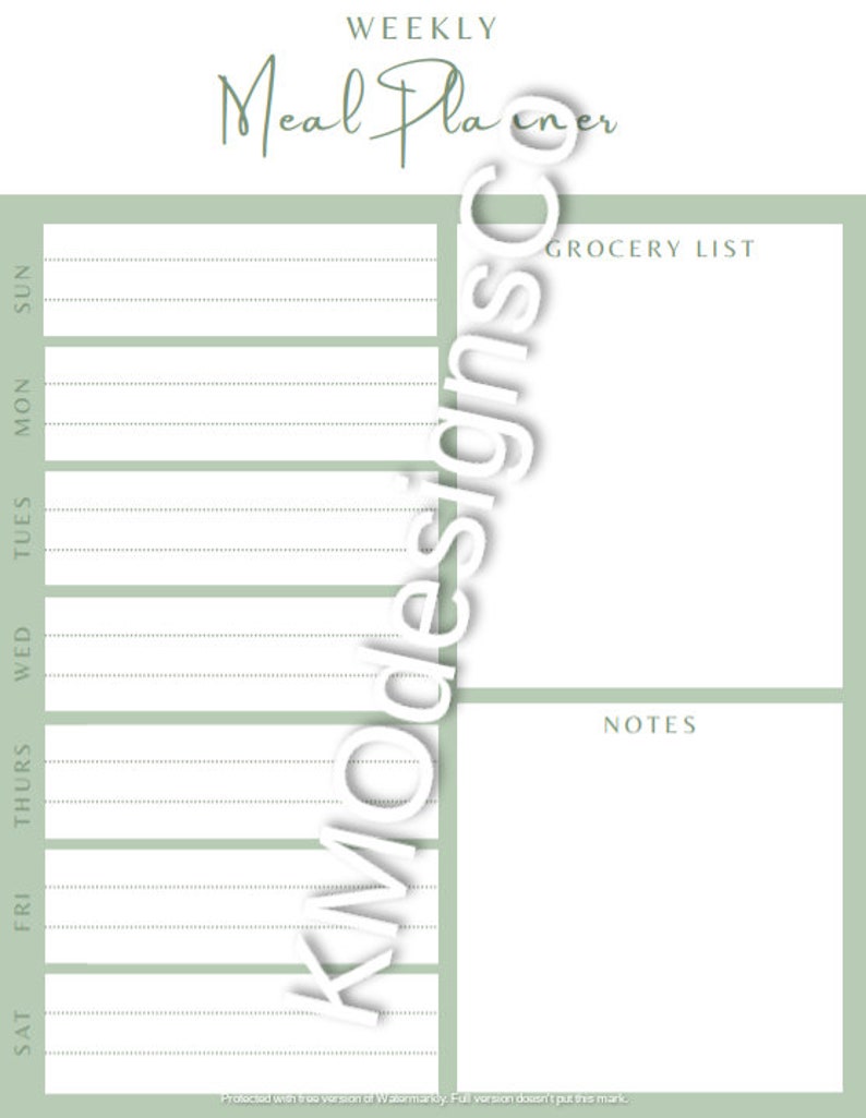 Printable Weekly Meal Planner, INSTANT DOWNLOAD, Kitchen Inventory ...