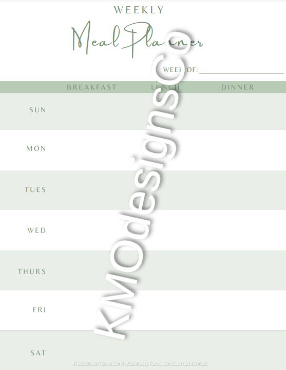 Printable Weekly Meal Planner, INSTANT DOWNLOAD, Kitchen Inventory ...