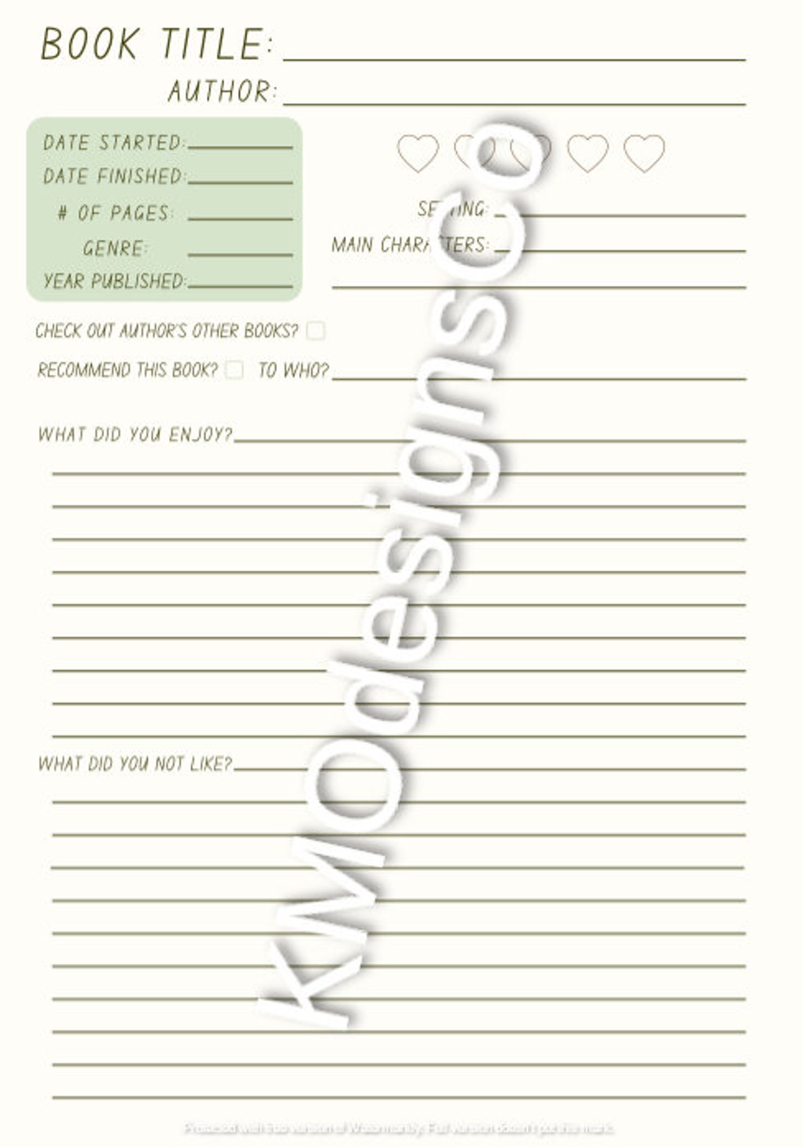 Reading Planner Template, Printable Reading Journal, Book Planner ...