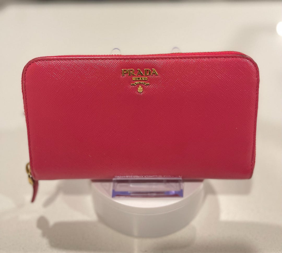 Prada Women's Zip-around Wallet Peonia Pink Saffiano Leather Logo - Etsy